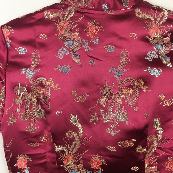 Vintage | Dresses | Vintage Taiwan Silk Embroidered Floral Dragon ...